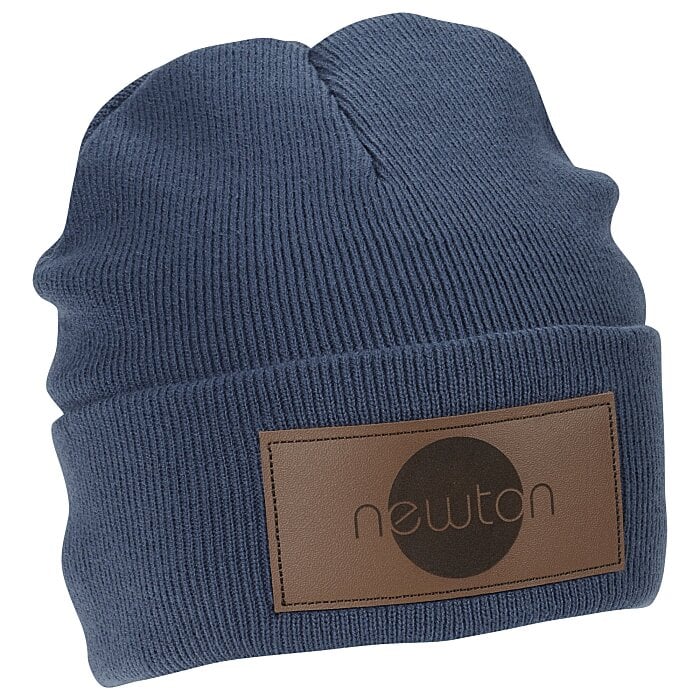 Big Cuff Knit Cap - Laser Engraved Patch - Promotional Products